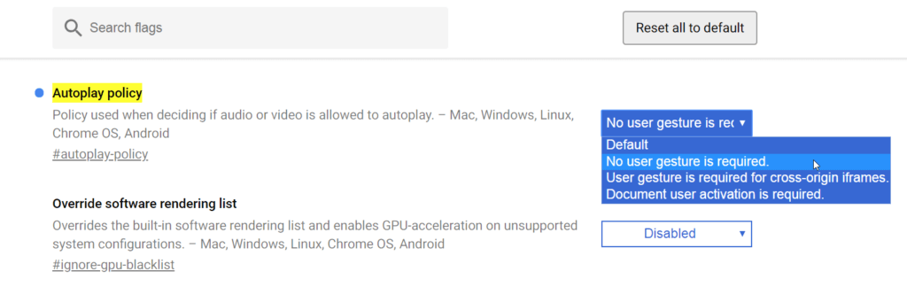 Autoplay in Chrome wieder aktivieren
