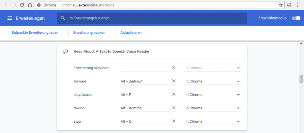 Text To Speech (TTS) Browser Add-On | Extension mit Shortcuts